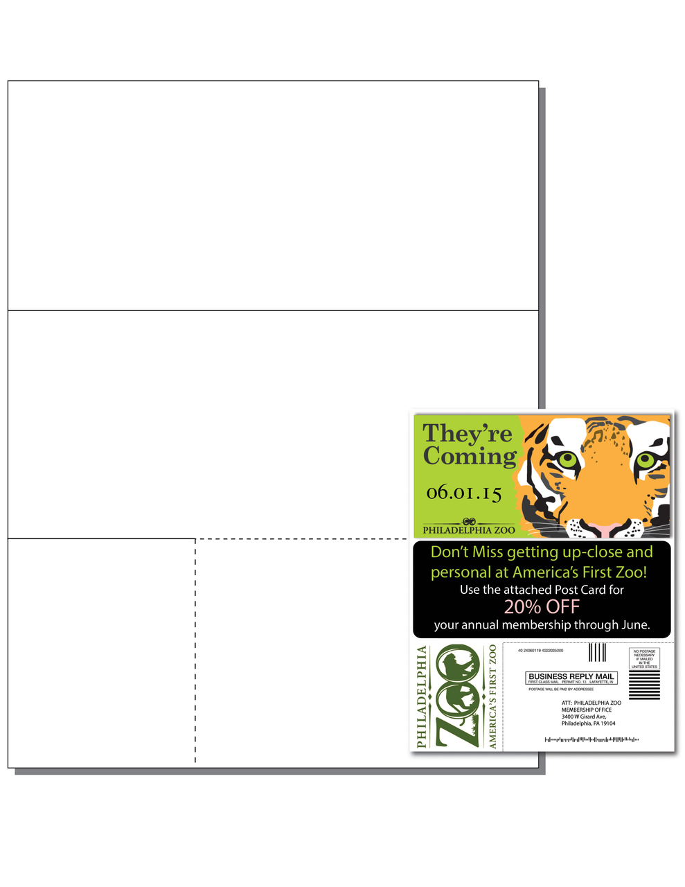 Item 104: 1-Up 3 3/4" x 8 1/2" Tri-Fold Mailer with Return Post Card 8 ...